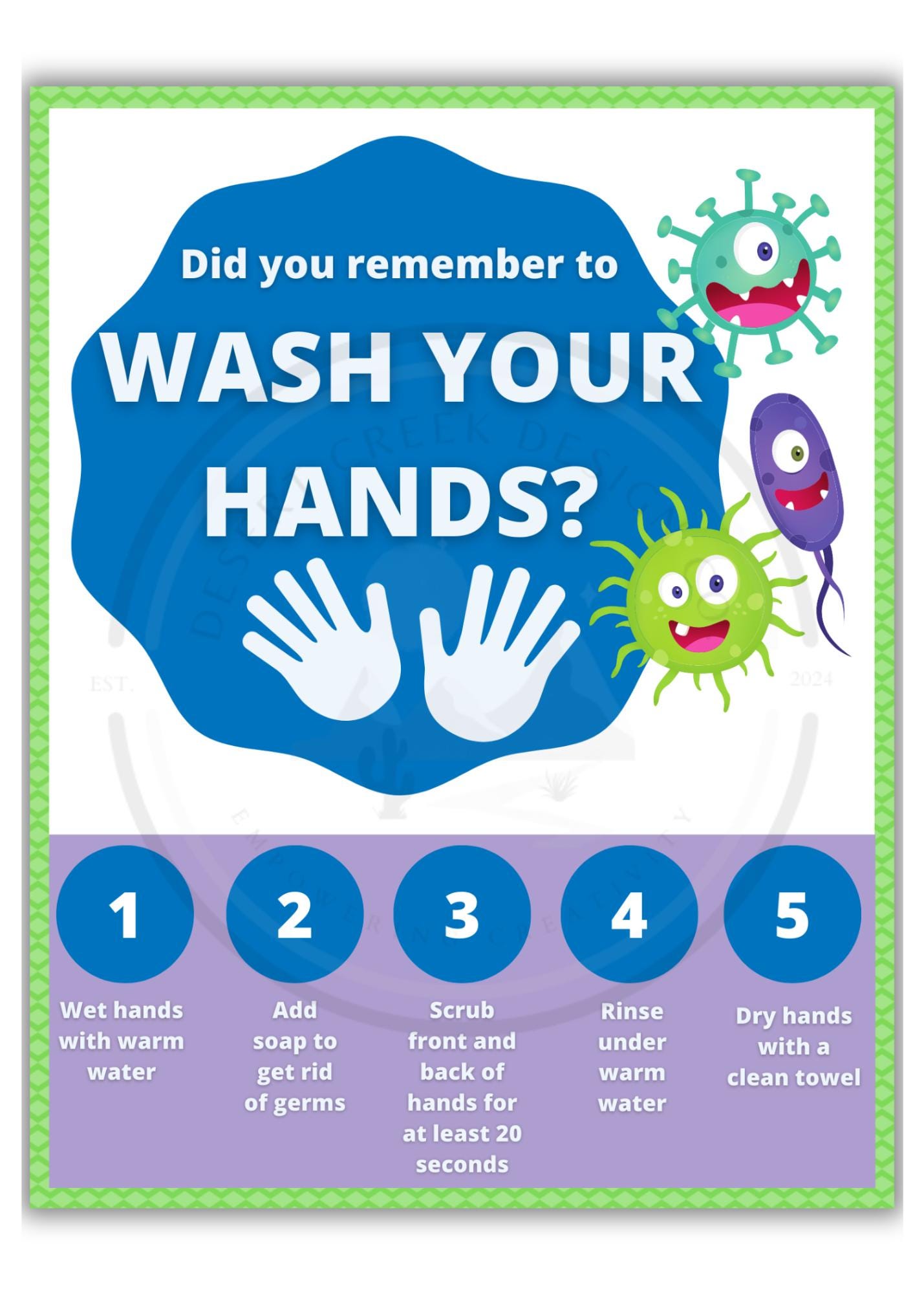Handwashing Poster Handwashing Sign Elementary Classroom Poster ...