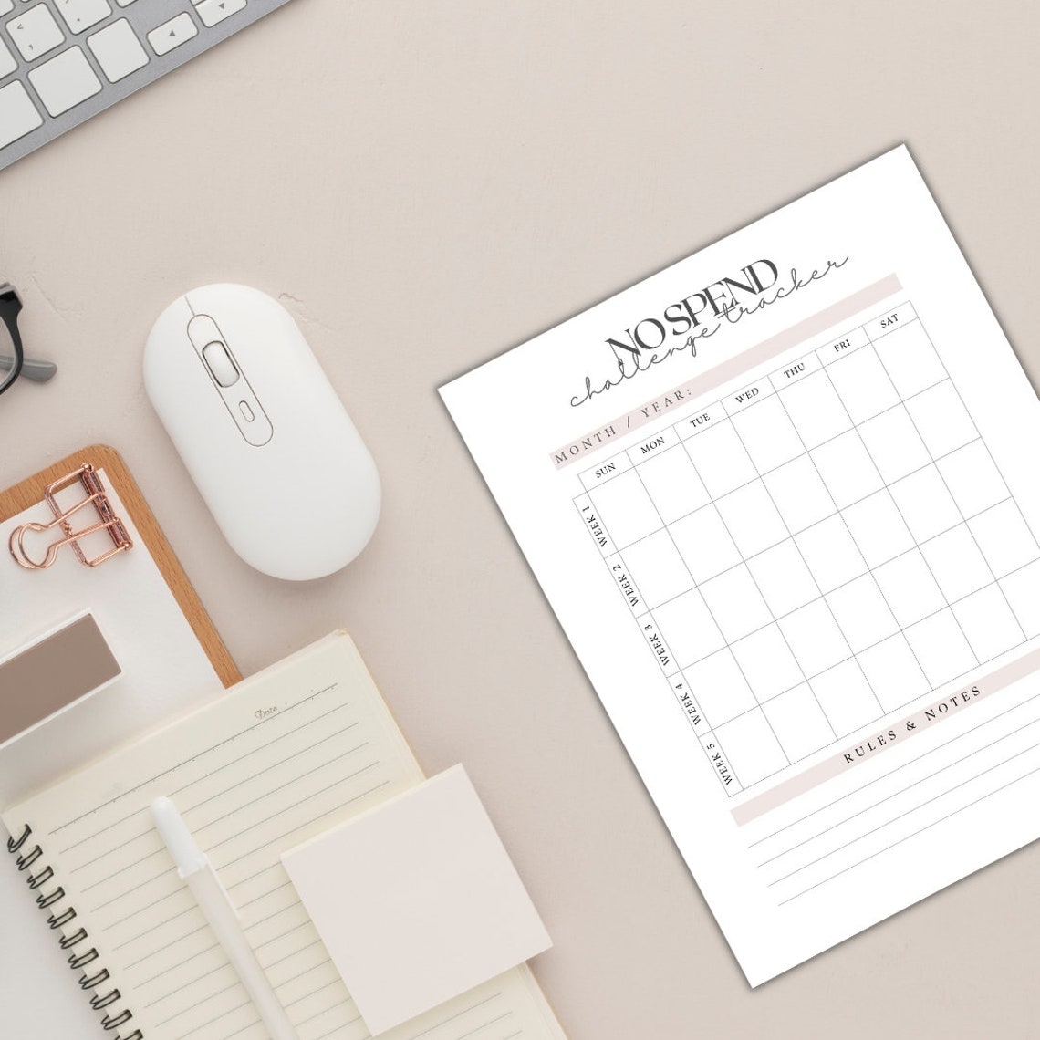 No Spend Challenge Tracker, 30 Day No Spend Challenge, No Spend ...