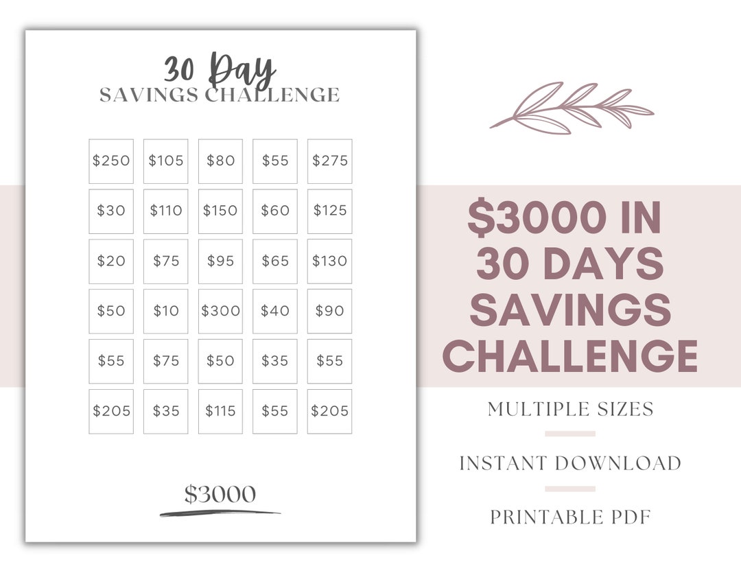 Save 3000 in 30 Days, 3000 Savings Challenge, 3000 Savings, 3K Savings ...