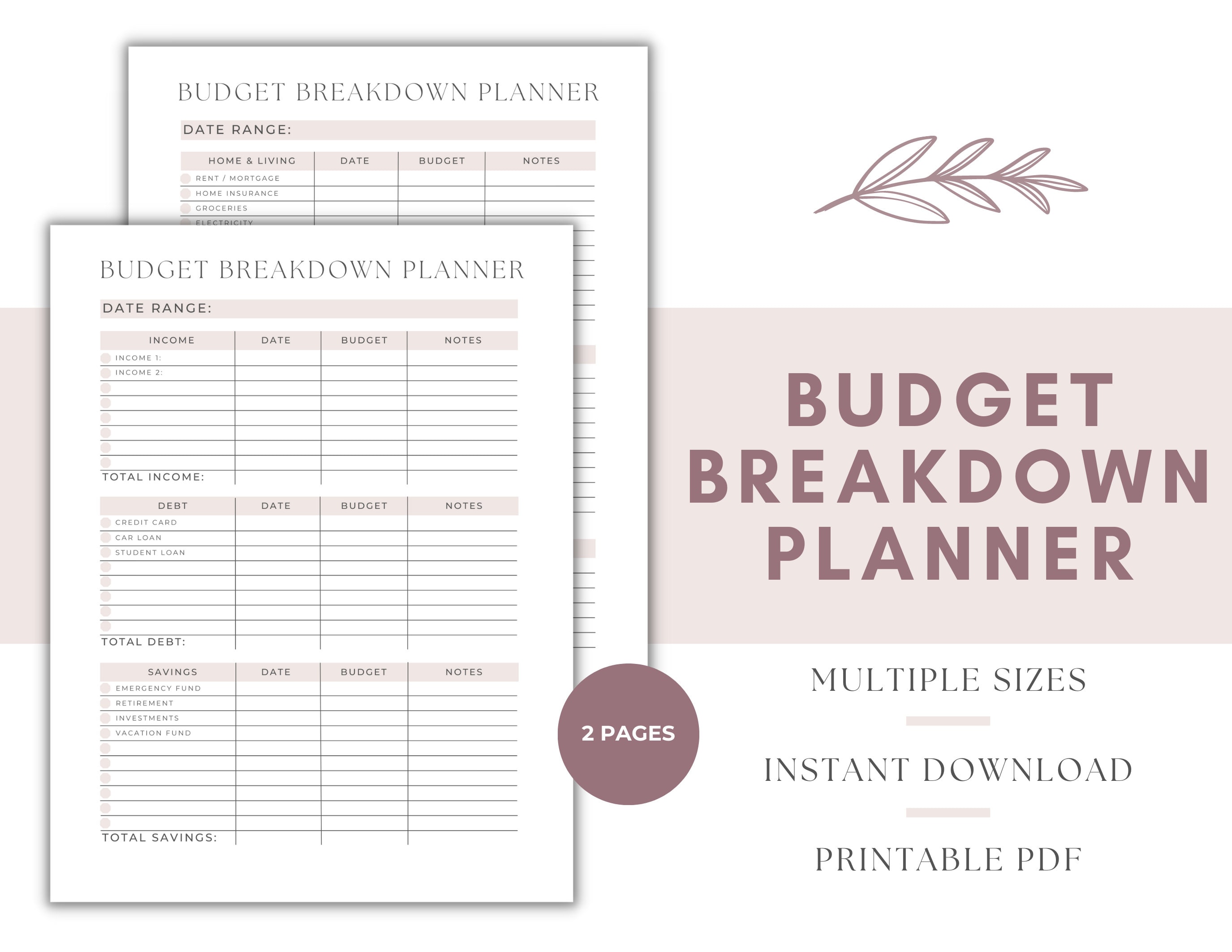 Budget Breakdown Planner, Paycheck Breakdown Printable, Paycheck Budget ...