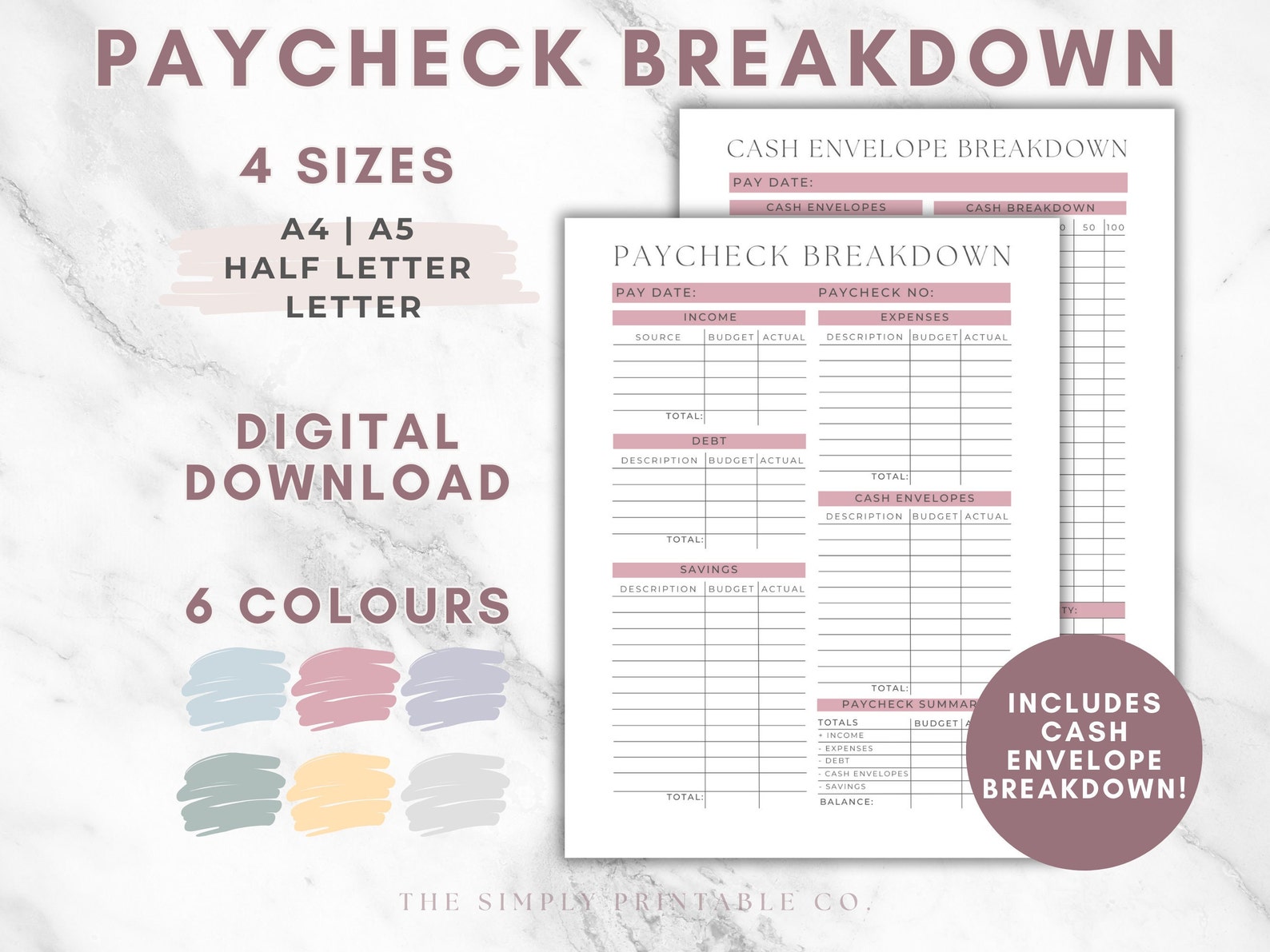 Paycheck Breakdown, Weekly Paycheck Breakdown, Biweekly Paycheck Budget ...