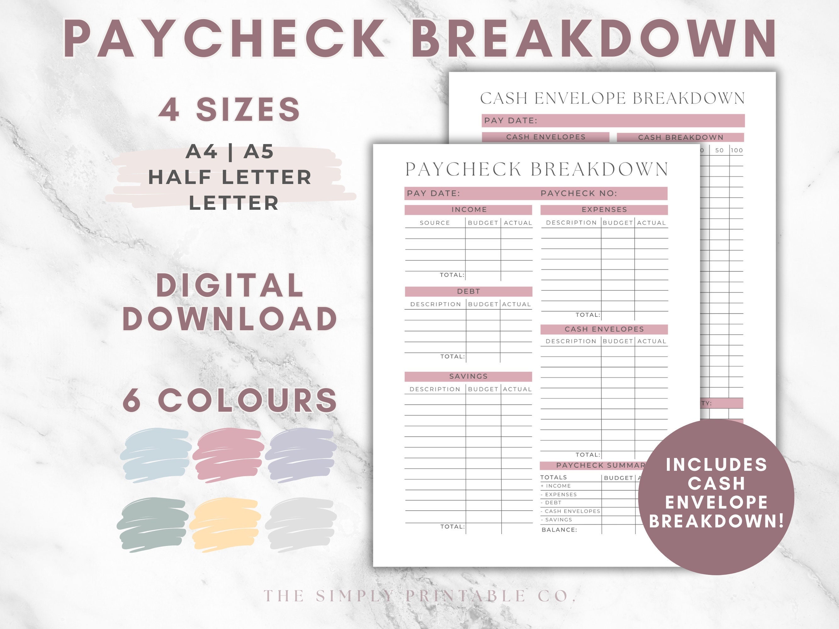 Paycheck Breakdown, Weekly Paycheck Breakdown, Biweekly Paycheck Budget ...