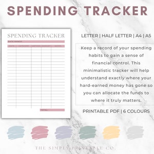 Spending Tracker, Money Spending Tracker, Budget Spending Tracker ...