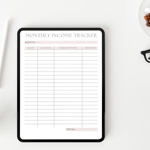 Monthly Income Tracker, Income Overview Printable, Income Log, Income ...