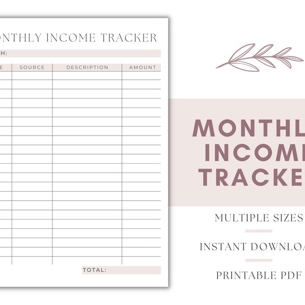 Income Tracker Printable - Etsy