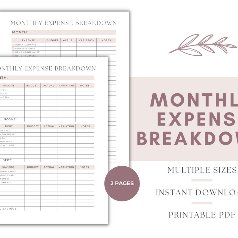 Monthly Expense Breakdown - Etsy