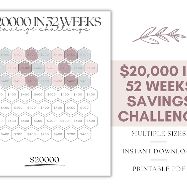20000 Savings Challenge - Etsy