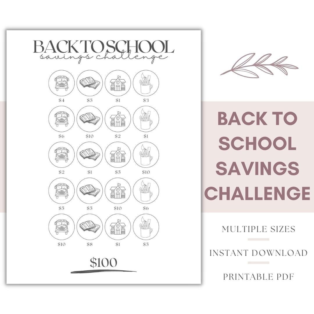 100 Back to School Savings Challenge, Savings Challenge, Savings ...