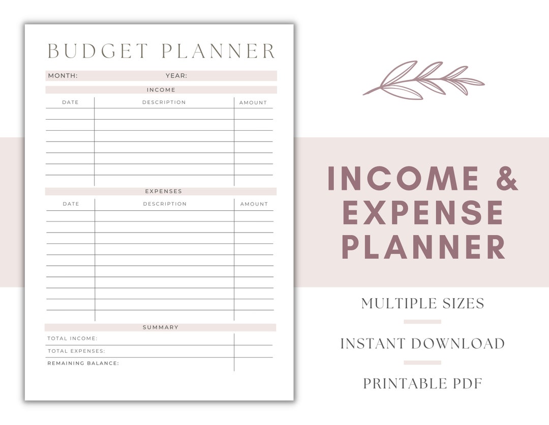 Income and Expense Planner, Personal Finance Planner, Small Business ...