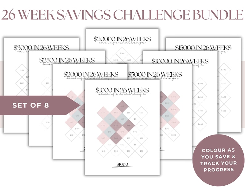 26 Week Savings Challenge Bundle, 26 Week Savings, 26 Weeks Savings, 26 ...