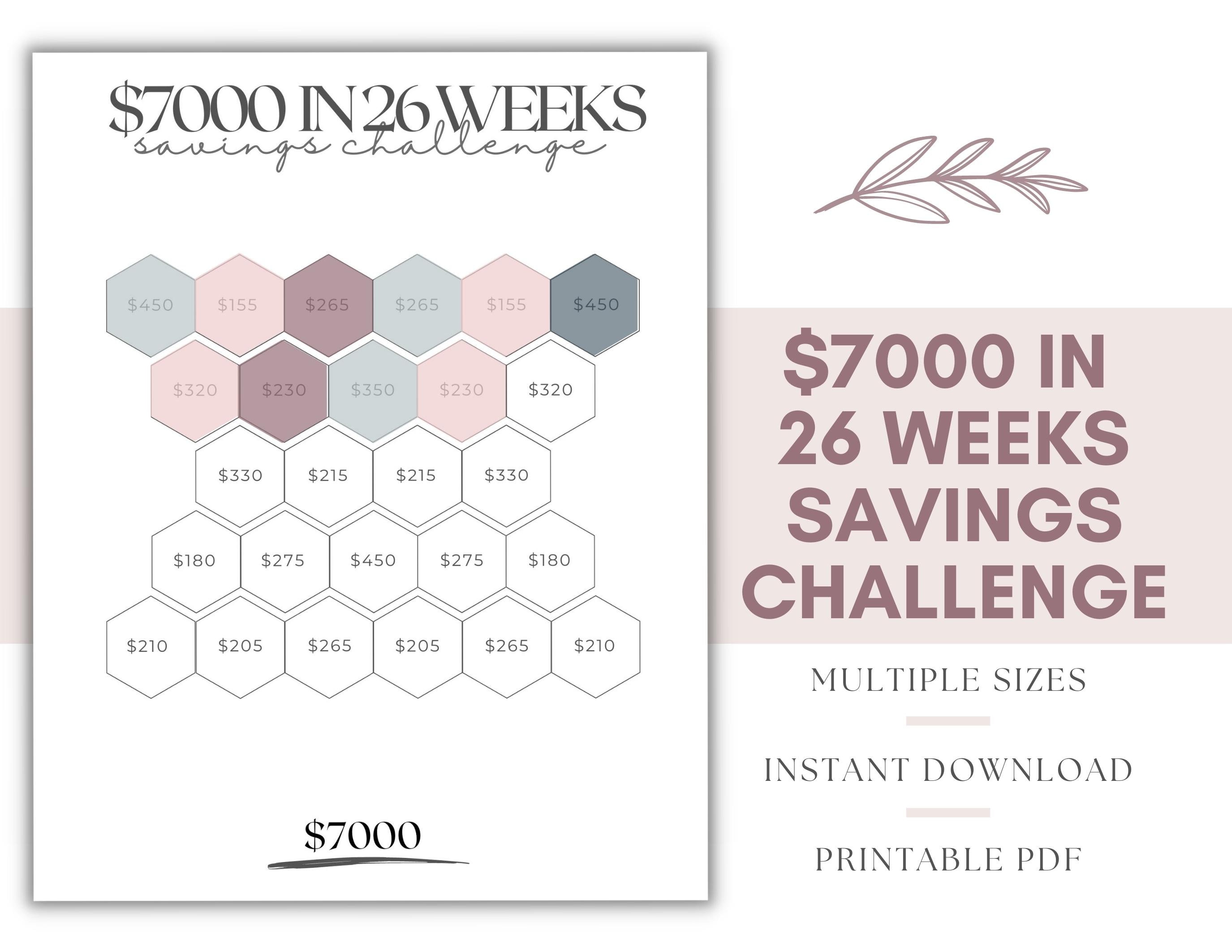 7000 Savings Challenge, 26 Week Money Challenge, 26 Week Savings ...