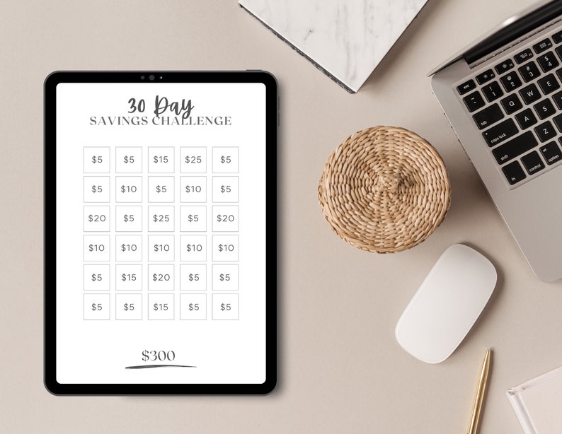 Save 300 in 30 Days, 300 Saving Challenge, Savings Challenge Printable ...