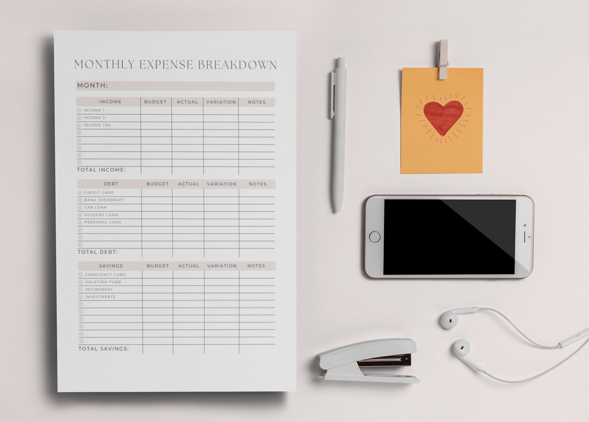 Monthly Expense Breakdown, Monthly Budget Template, Monthly Budget ...