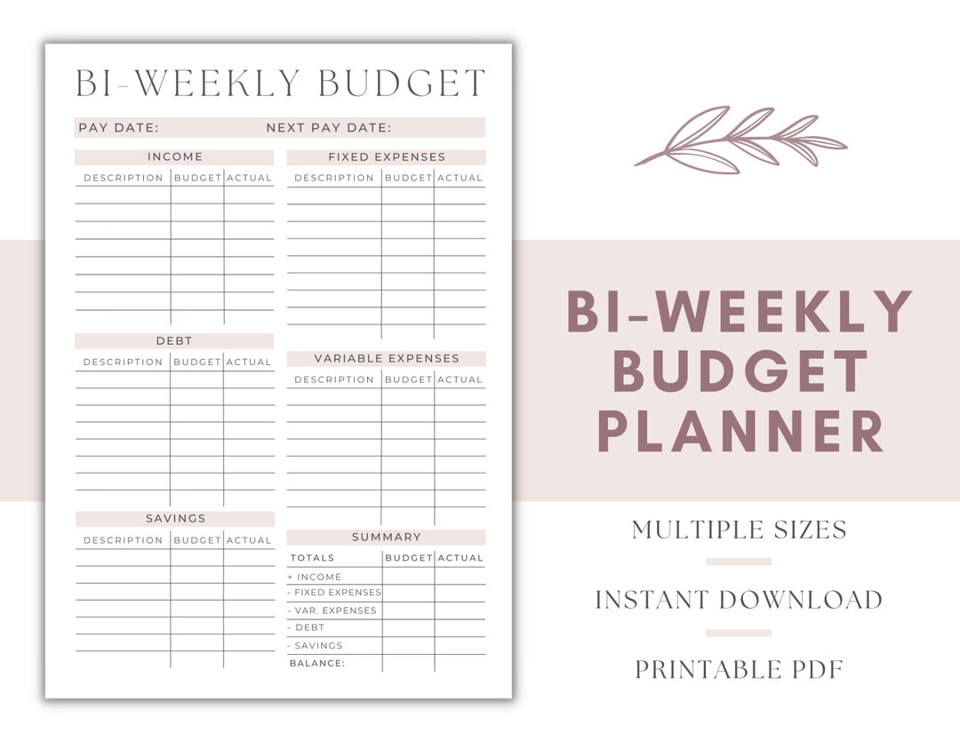 Biweekly Budget Template, Biweekly Budget Planner, Biweekly Budget ...