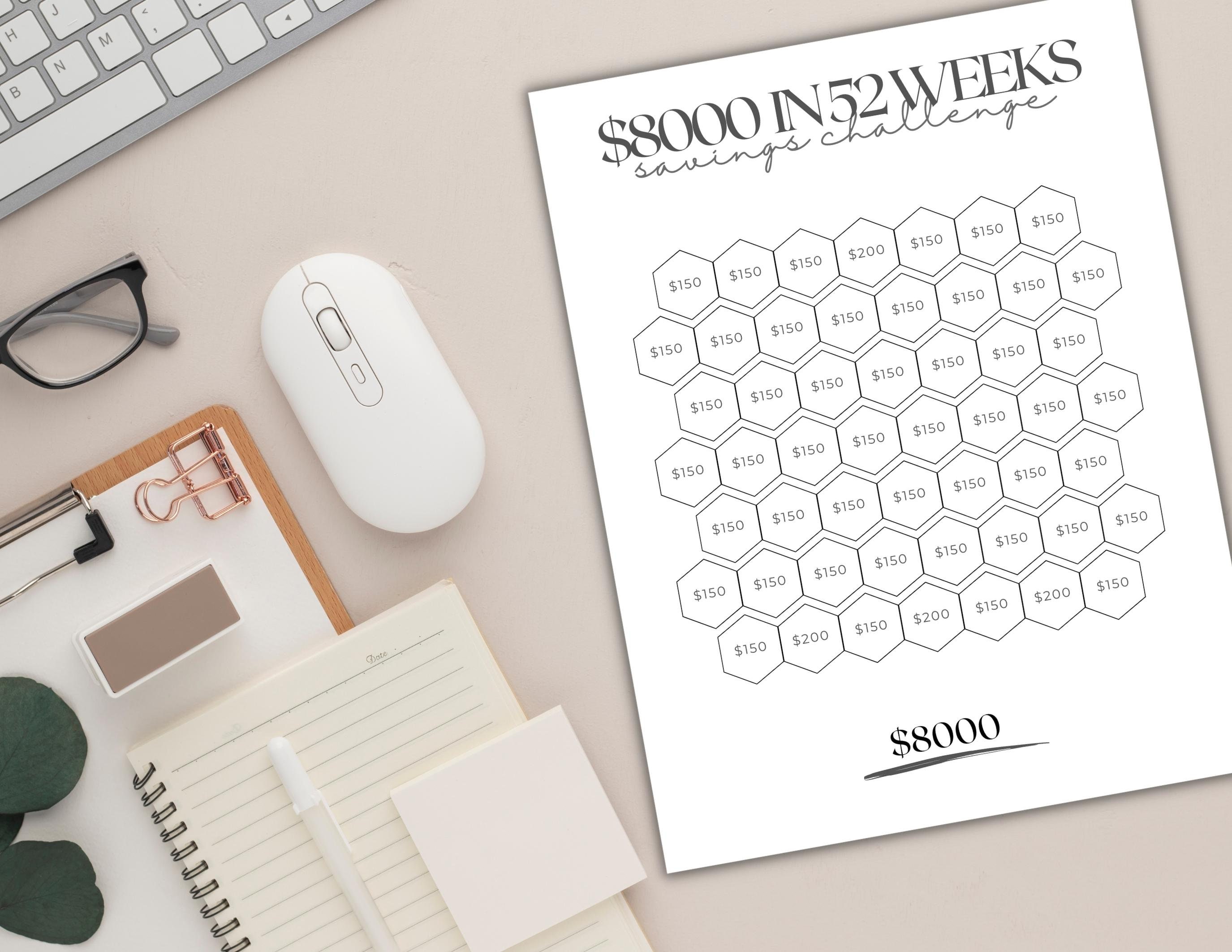 Save 8000 in 52 Weeks Savings Challenge, 8K Savings Challenge, 52 Weeks Money Saving Challenge ...