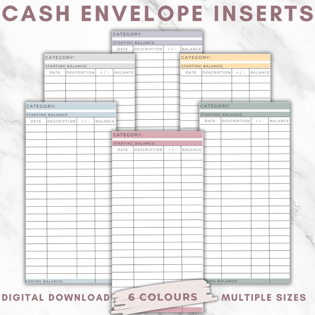 Cash Envelope Inserts, Cash Trackers, Cash Budgeting, Spending Log ...
