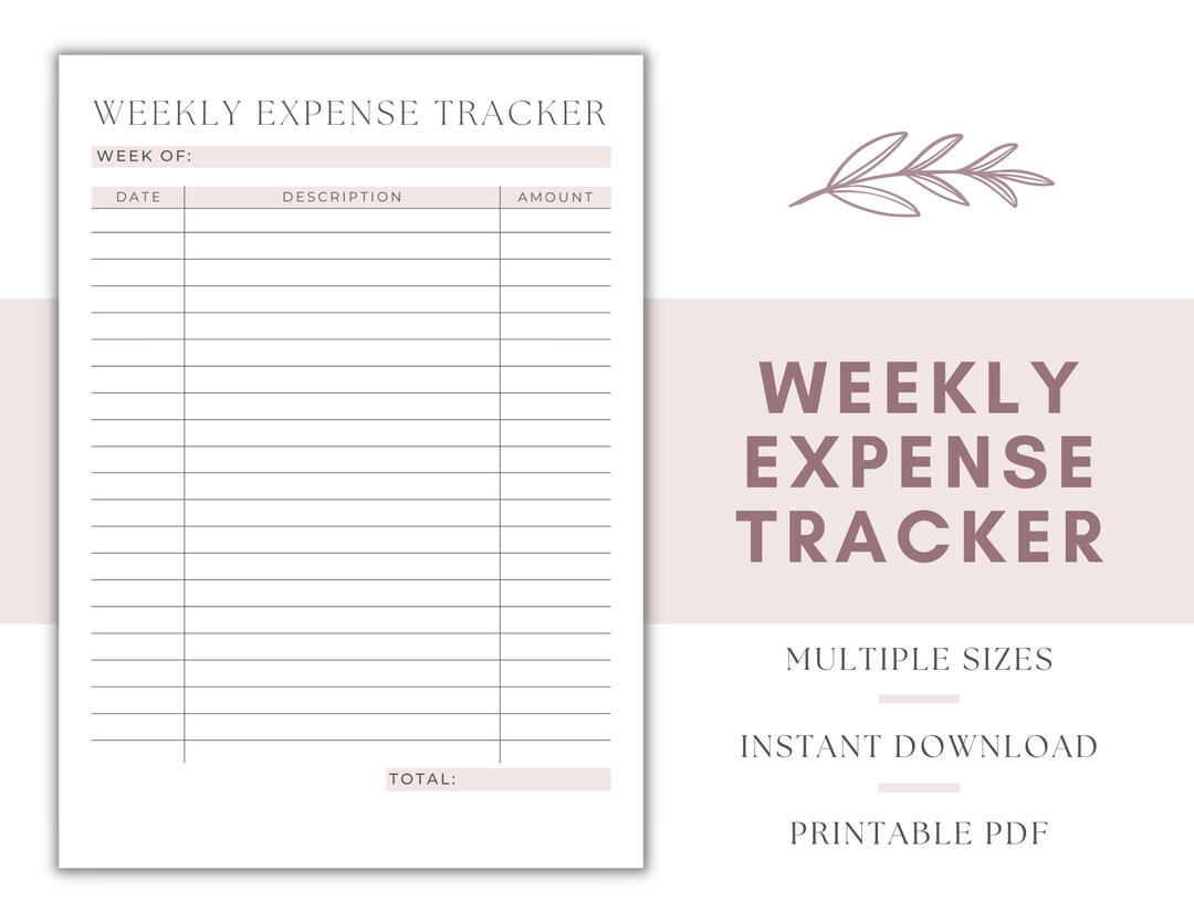 Weekly Spending Tracker, Weekly Expense Tracker Printable, Variable ...