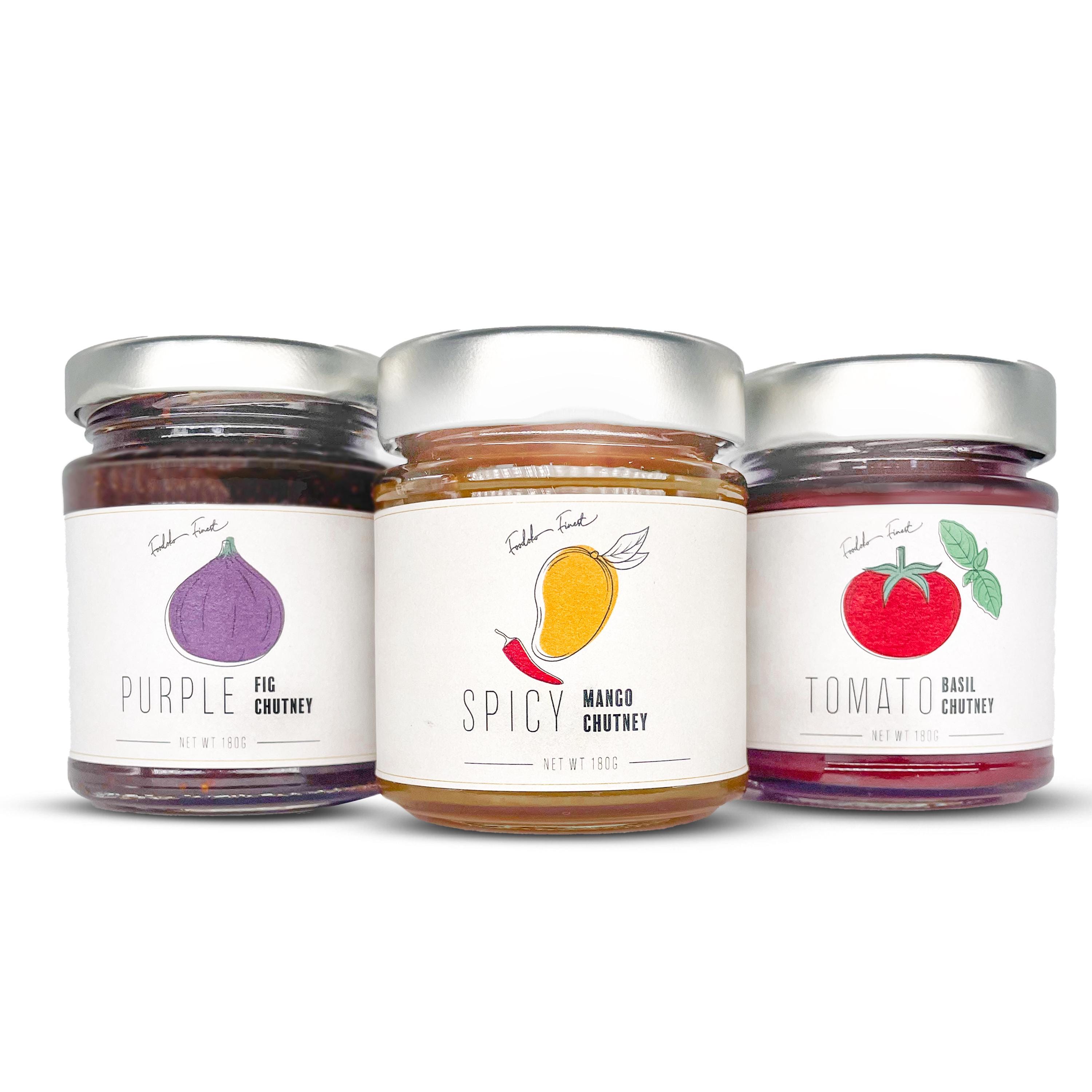 36.94/kg FOODOKO FINEST - Gourmet Chutney Trio Set | Spicy Mango ...