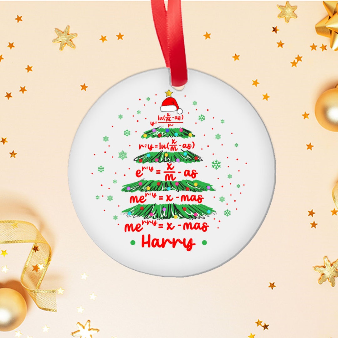 Personalized Math Christmas Tree Ornament, Teacher Appreciation Gift ...