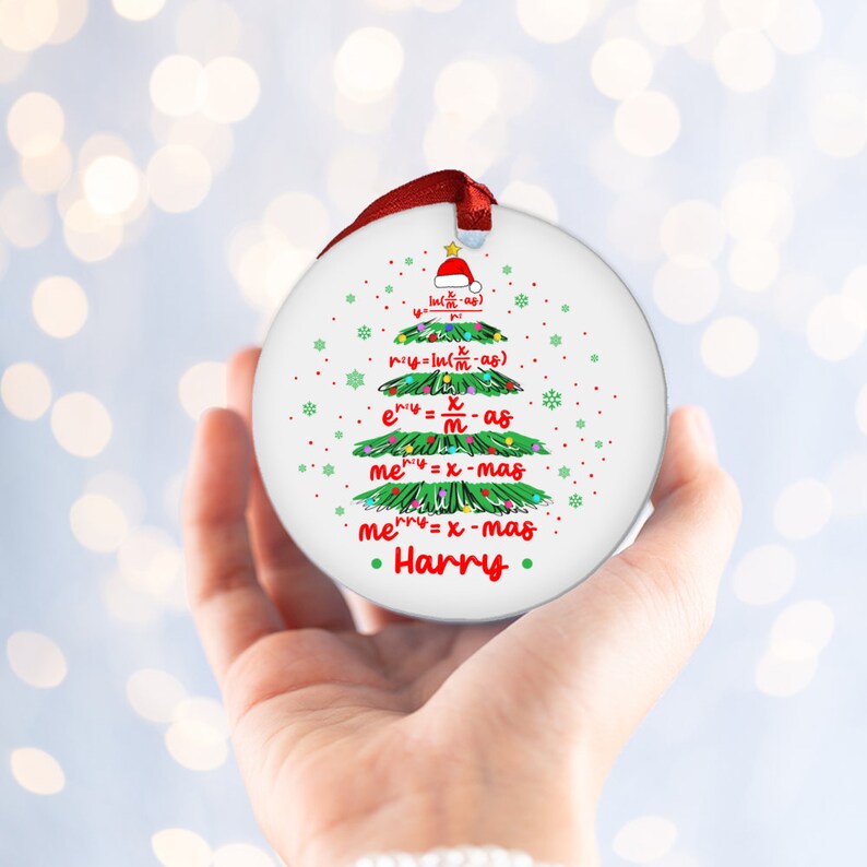 Personalized Math Christmas Tree Ornament, Teacher Appreciation Gift ...