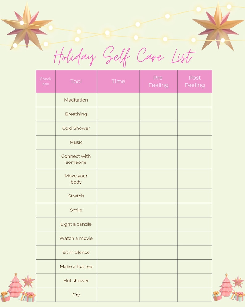 Christmas Holiday Checklist Planner Wellness Self Care Self Love ...