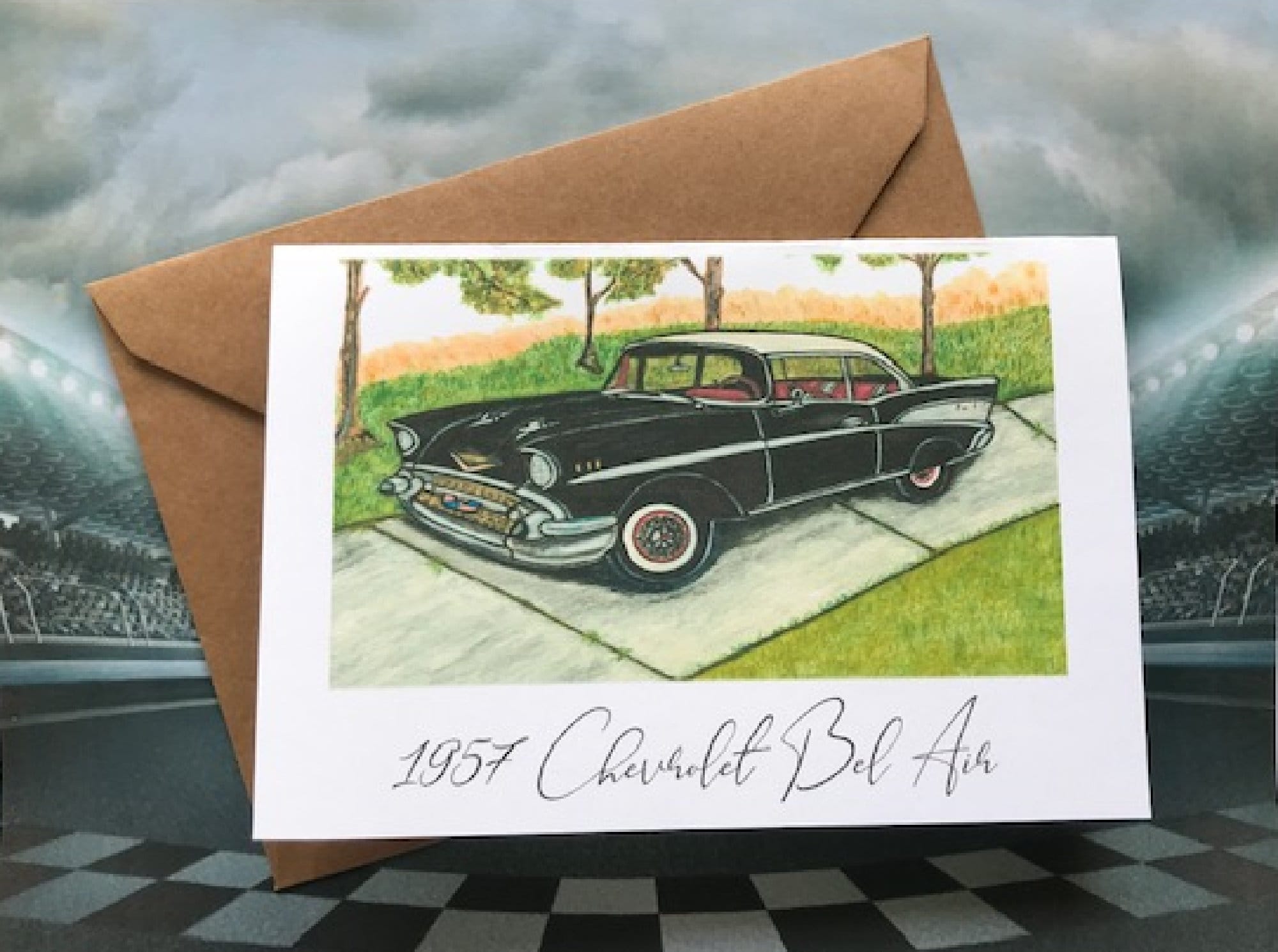 Watercolor Note Card Chevrolet Bel-air Card Vintage Car Card - Etsy