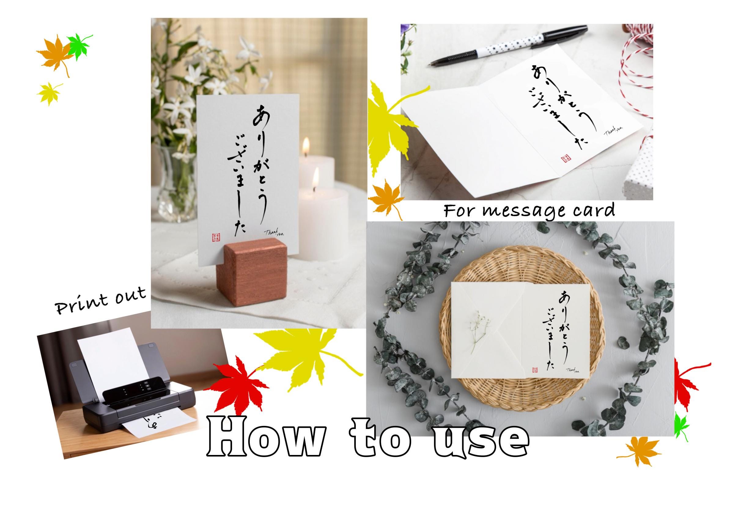 Thanks Card in Japanese Handwriting Card Instant Digital Download ...