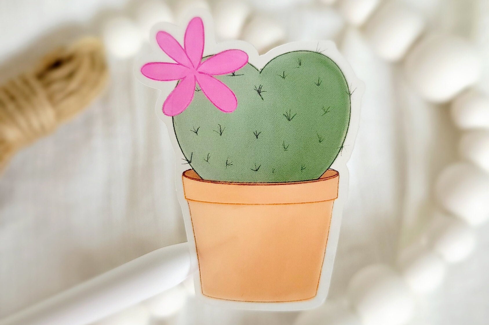 Clear Heart Cactus Sticker | Vinyl Transparent Sticker for Plant Parent ...
