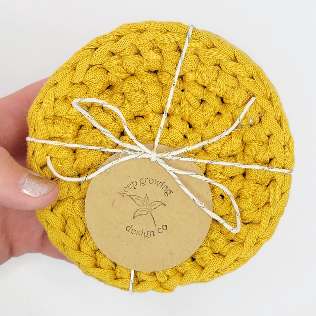 Colorful Crochet Coasters | 100% Cotton Ribbon Yarn | Table Top Decor ...