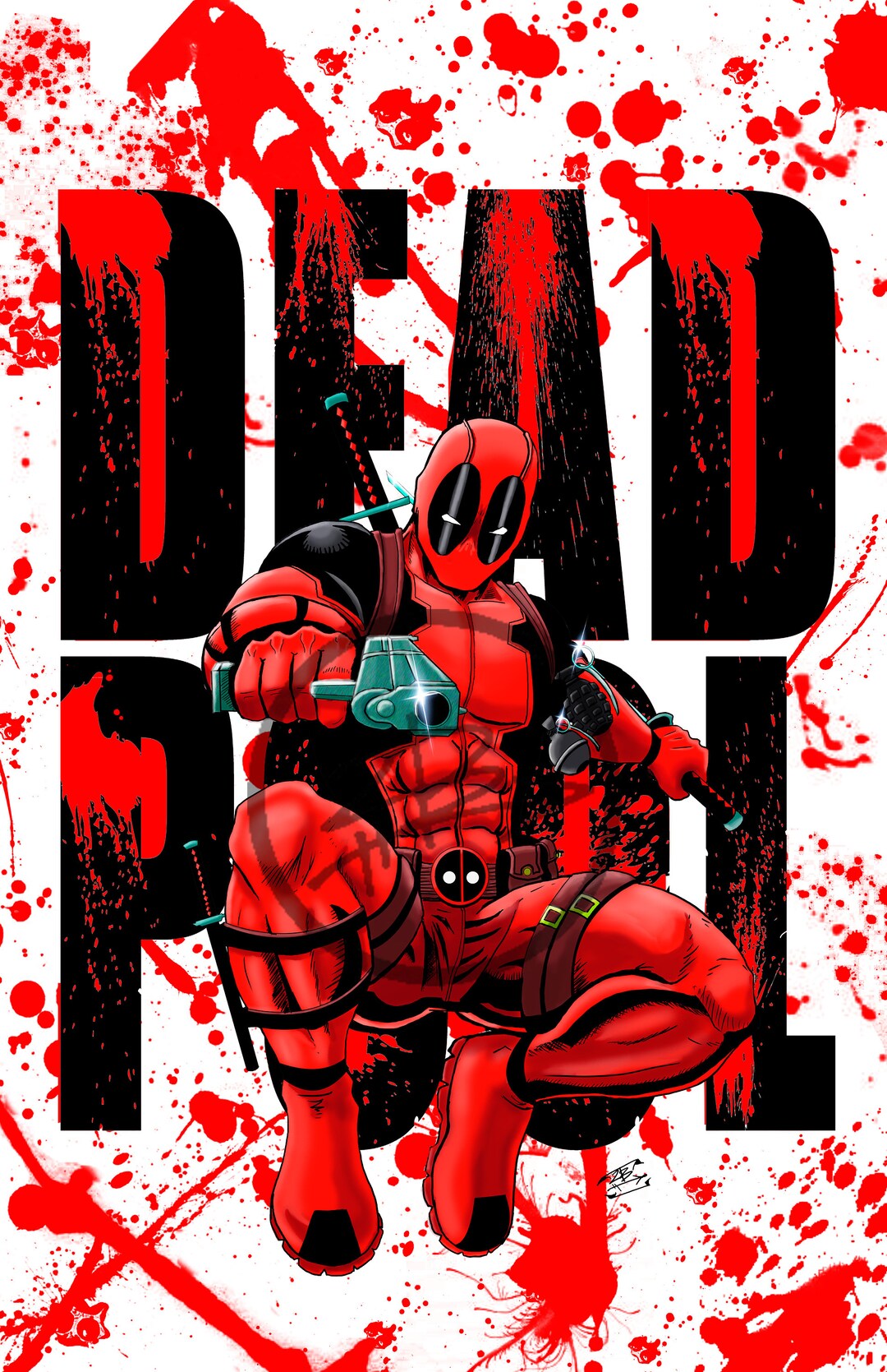 Deadpool Blood Splatter Art Print - Etsy