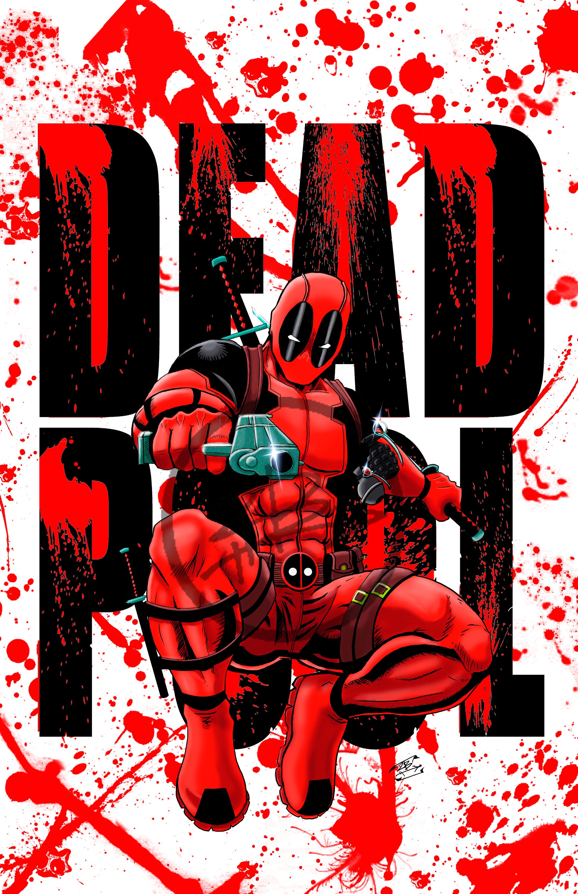 Deadpool Blood Splatter Art Print - Etsy