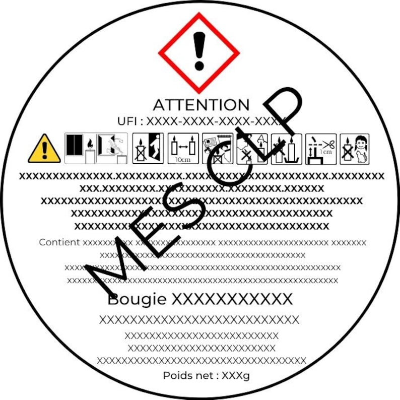 Sheet of 12 CLP Self-adhesive Labels for Candles to EU Standards With ...