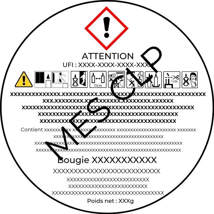 Planche de 12 étiquettes autocollantes CLP pour bougie aux normes UE ...