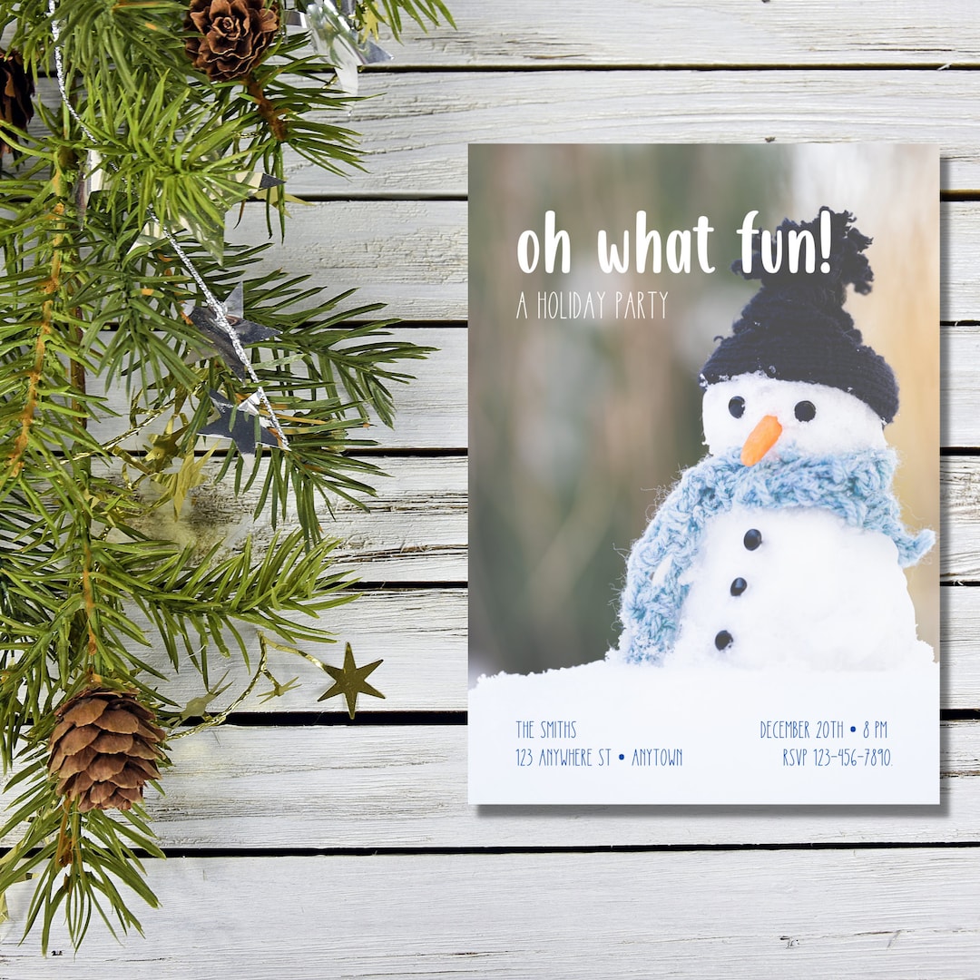 Snowman Holiday Party Invitation, Editable Invite (digital Download) - Etsy