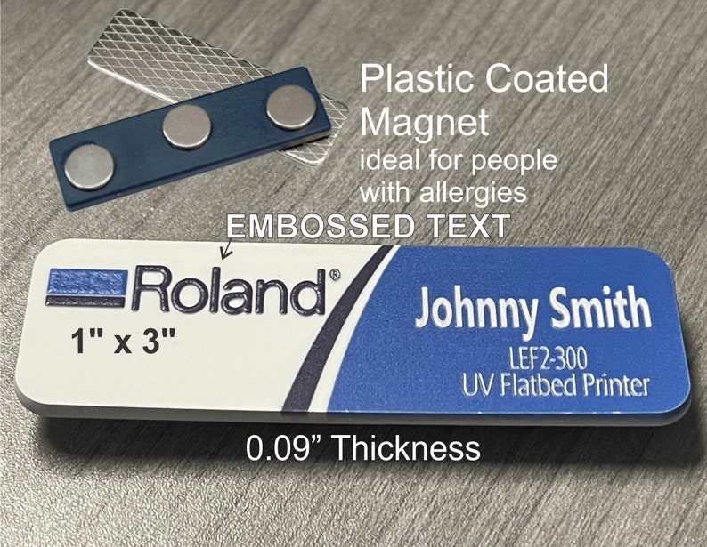 Name Badges 1x3, Custom EMBOSSED, Full Color. Business Name Badges With ...