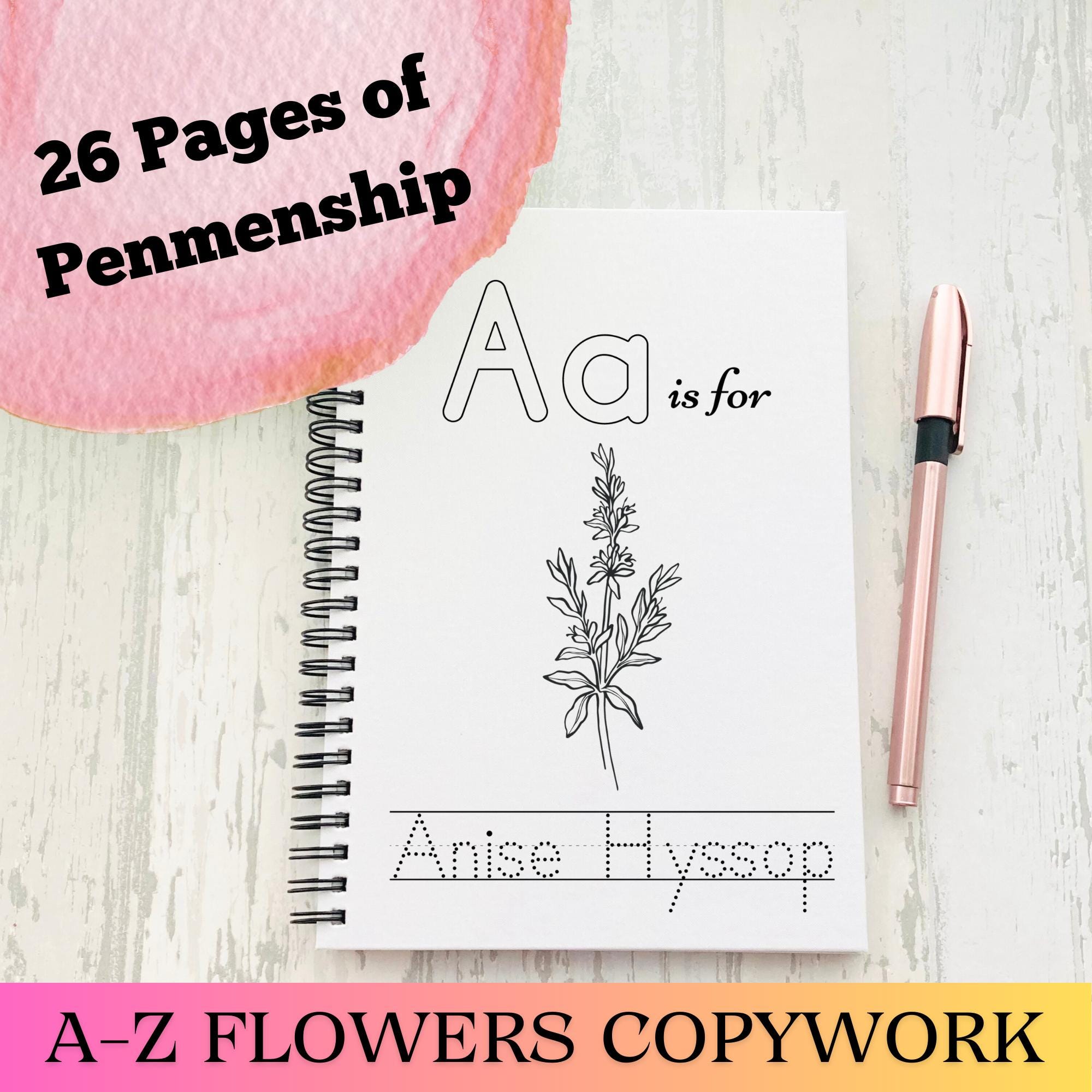 ABC Wildflowers Copywork, Homeschool Alphabet Sheets, Printable ...