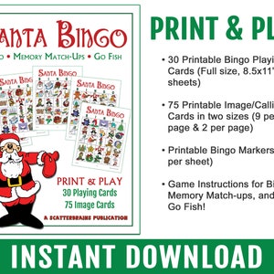 Printable Santa Bingo for Family Parties and Classrooms - Etsy