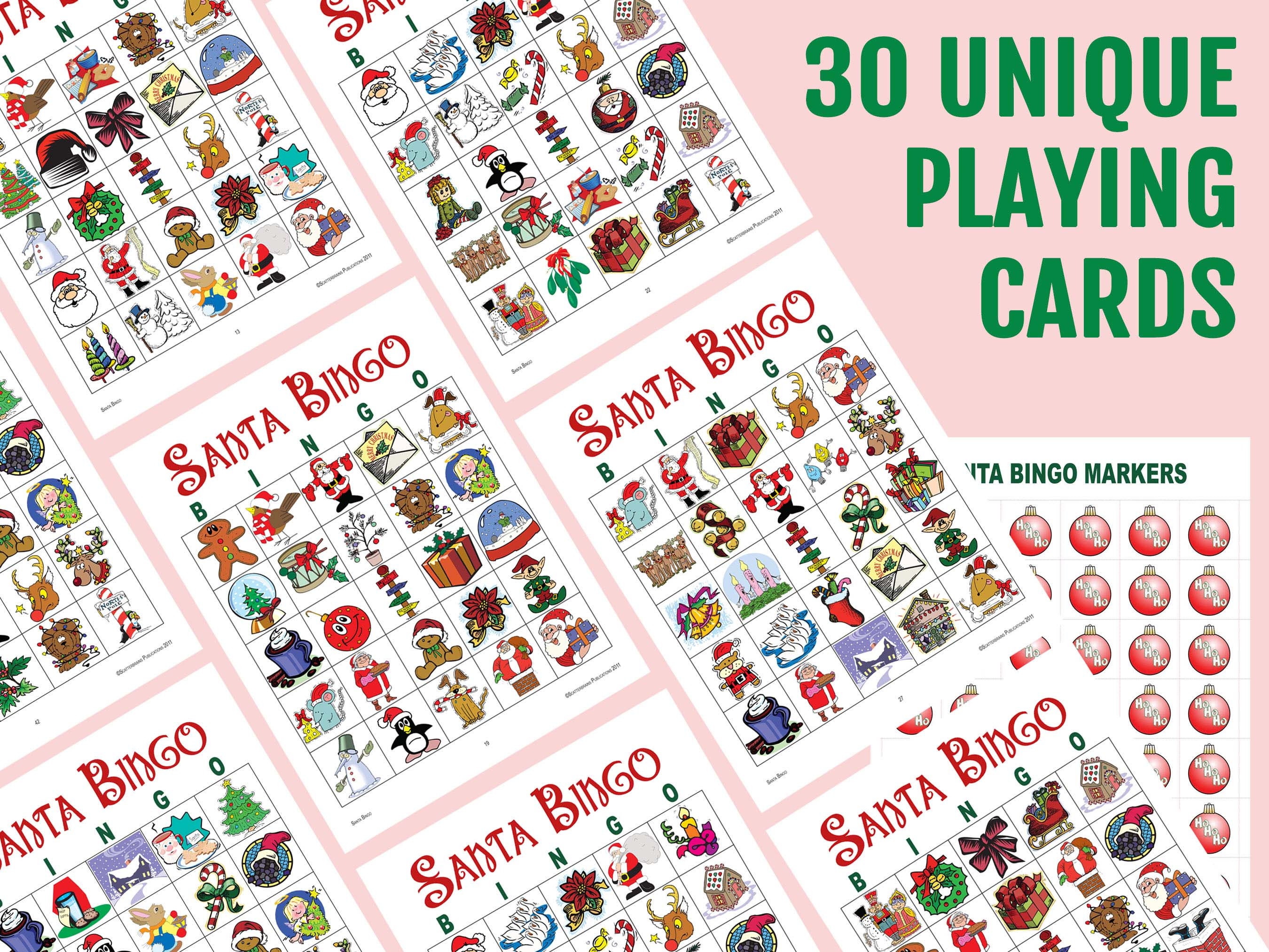 Printable Santa Bingo — for Family Parties and Classrooms, Holiday ...