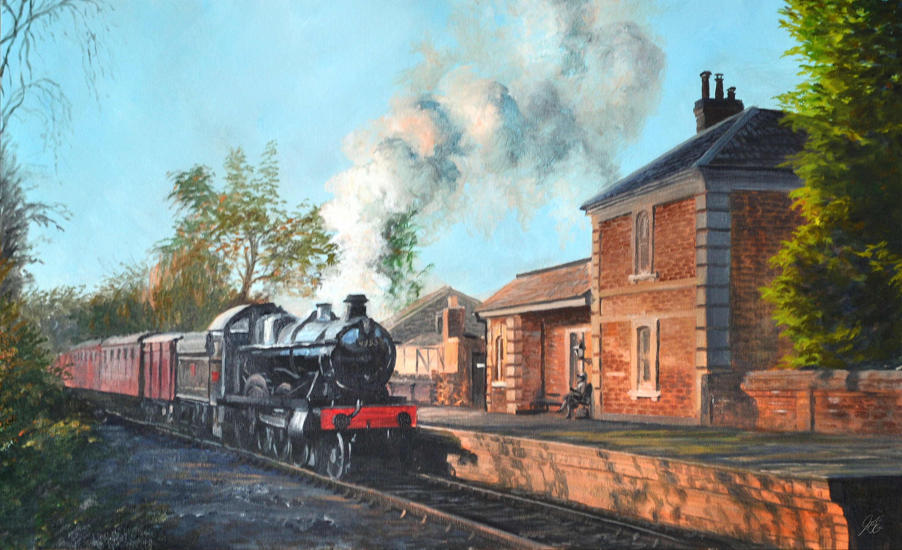 Steam Train Oil Painting Signed Print - Etsy UK