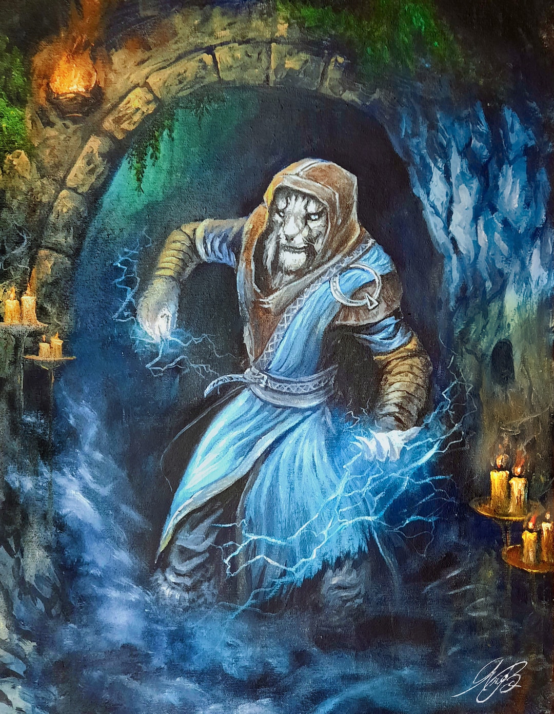The Elder Scrolls Skyrim Khajiit J'zargo in Draugr Crypt oil painting ...