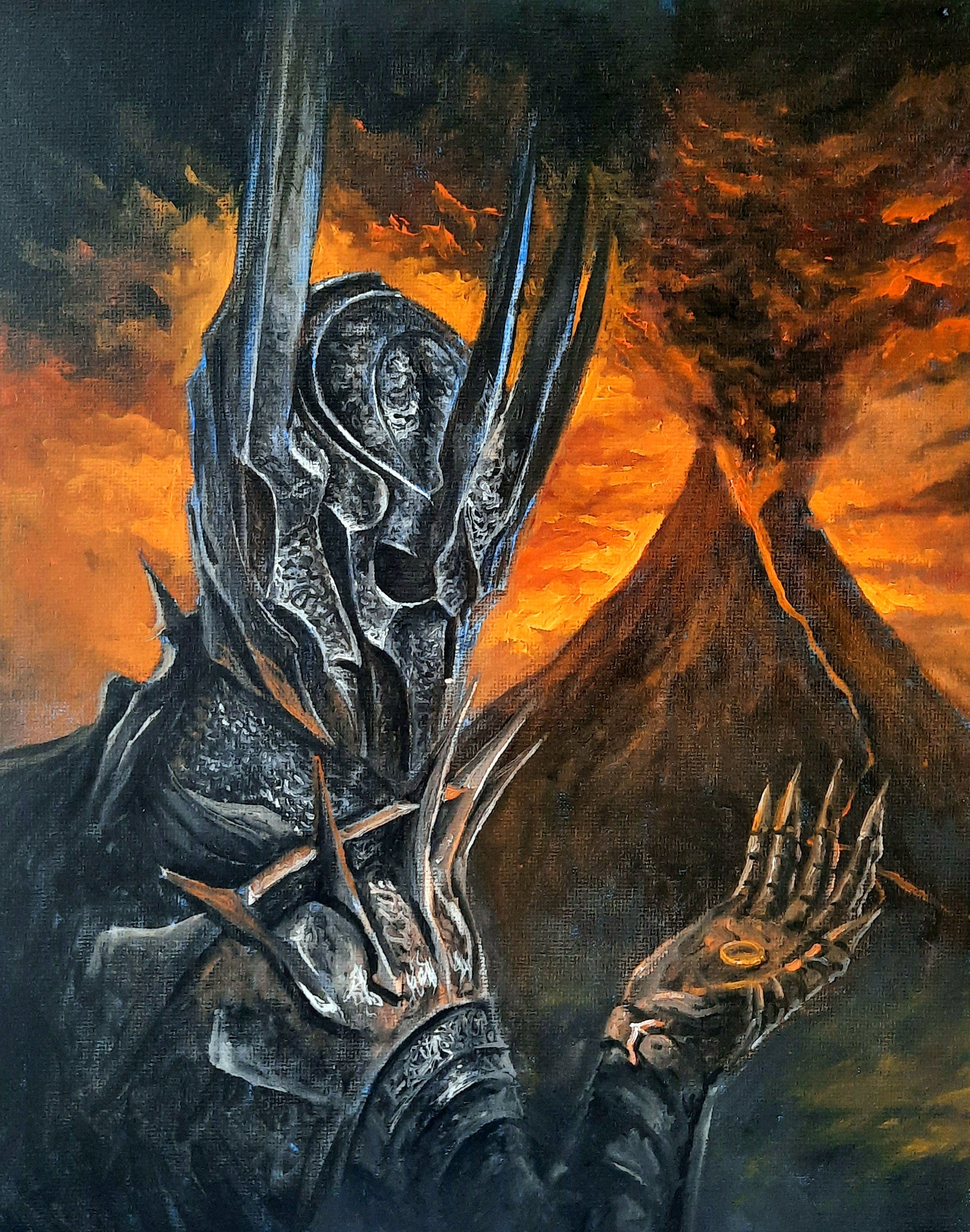 Lord of the Rings Sauron Holding the One Ring in Mordor Oil Painting - Etsy