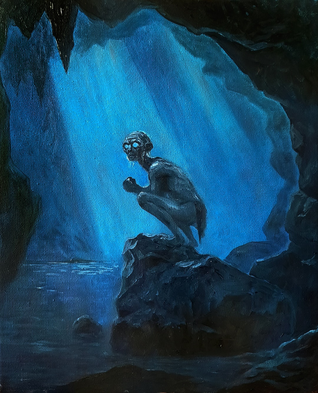 Lord of the Rings Gollum Holding the One Ring in a Cave Original Oil Painting - Etsy
