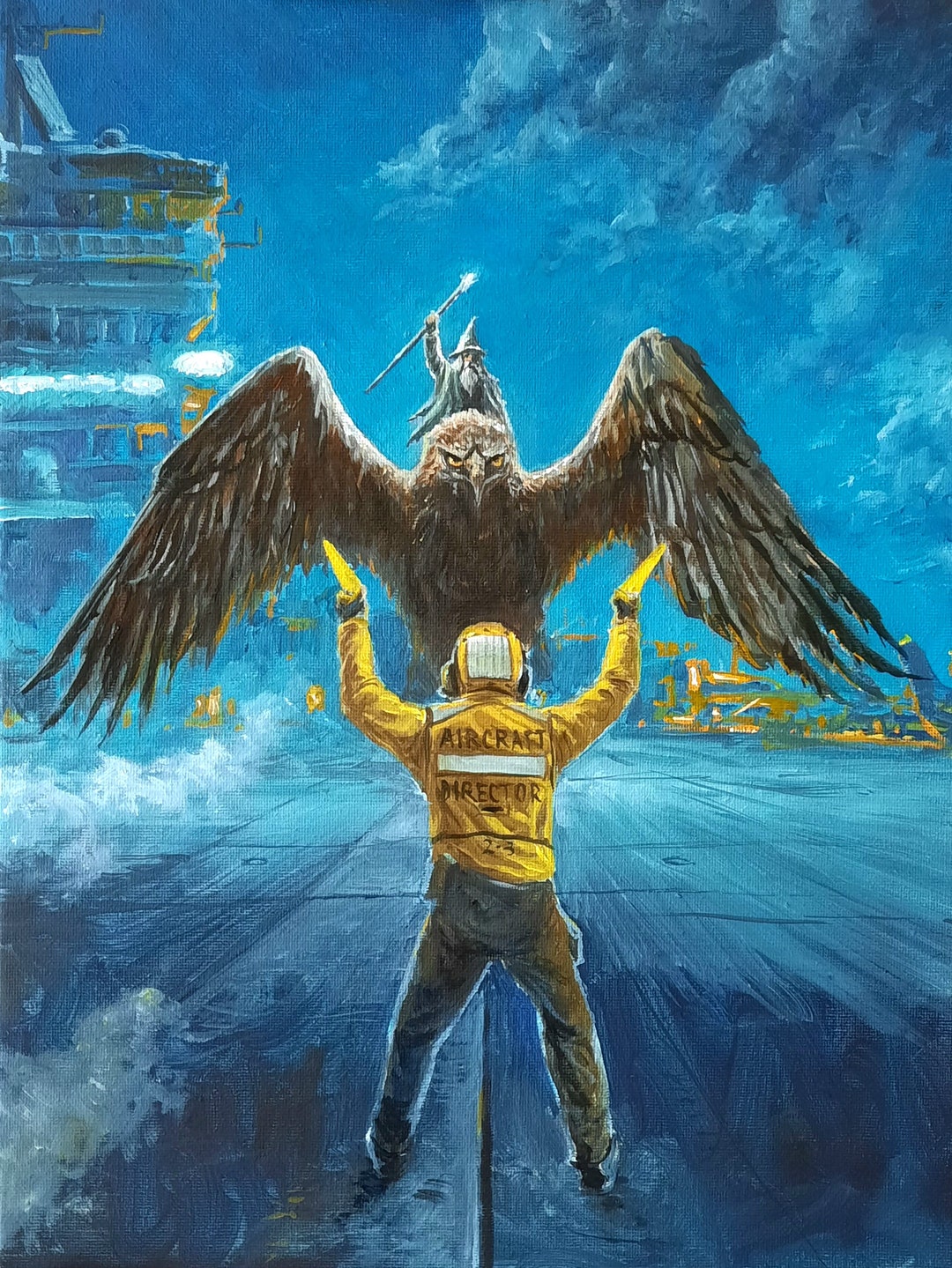 Lord of the Rings Gandalf on Gwaihir Eagle Landing on Aircraft Carrier ...