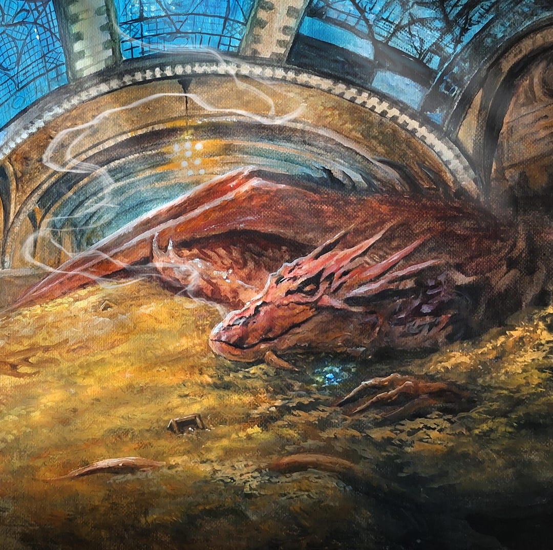 Hobbit and Smaug in New York City Hall Subway Station Oil Painting ...