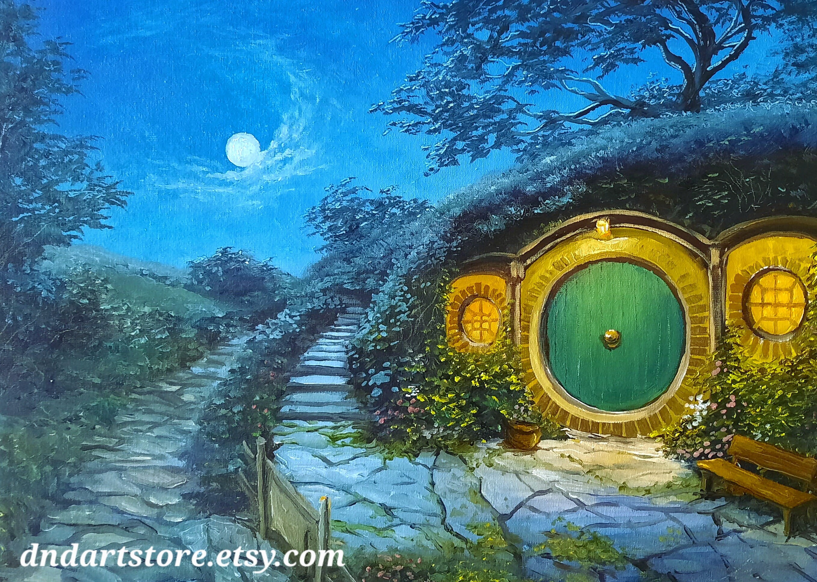 Lord of the Rings Night in Hobbiton, Shire Signed Art Print - Etsy