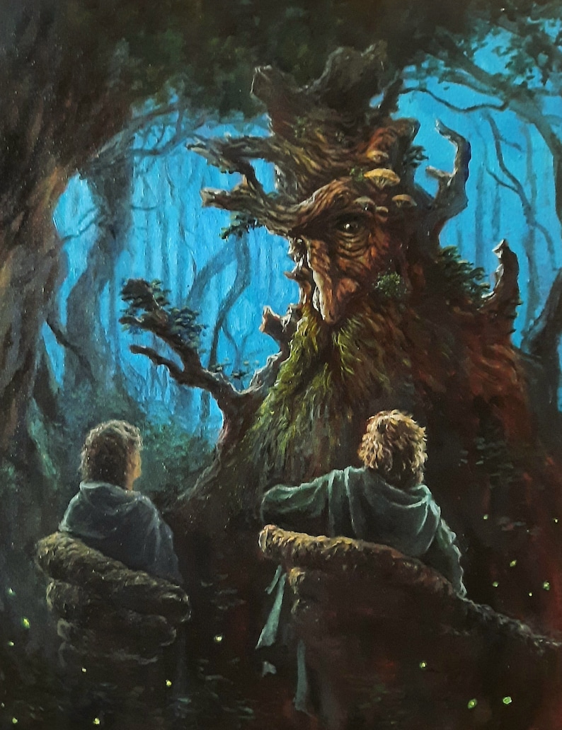 Lord of the Rings Ent Treebeard and Hobbits Signed Art Print - Etsy