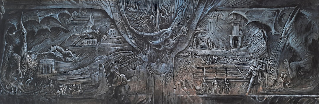 Elder Scrolls Skyrim Alduin's Wall Original Oil Painting - Etsy