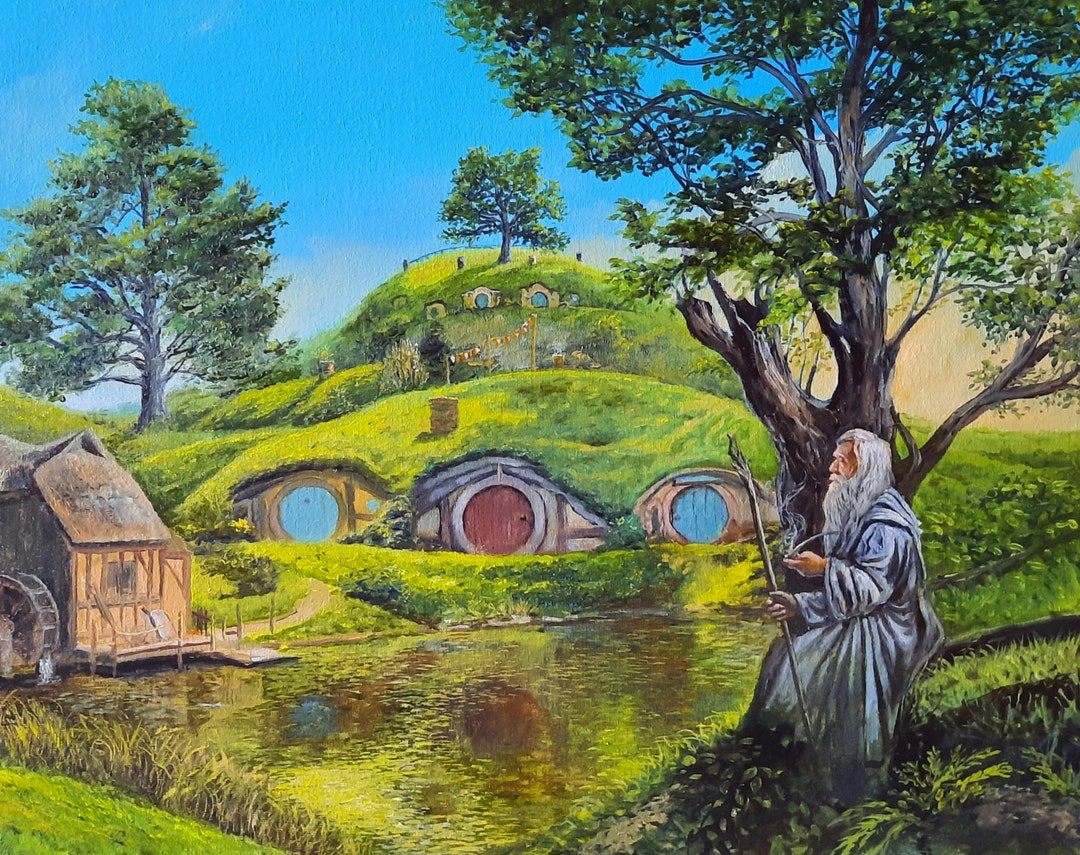 Lord of the Rings Gandalf in Hobbiton, Shire Oil Painting Fanart - Etsy