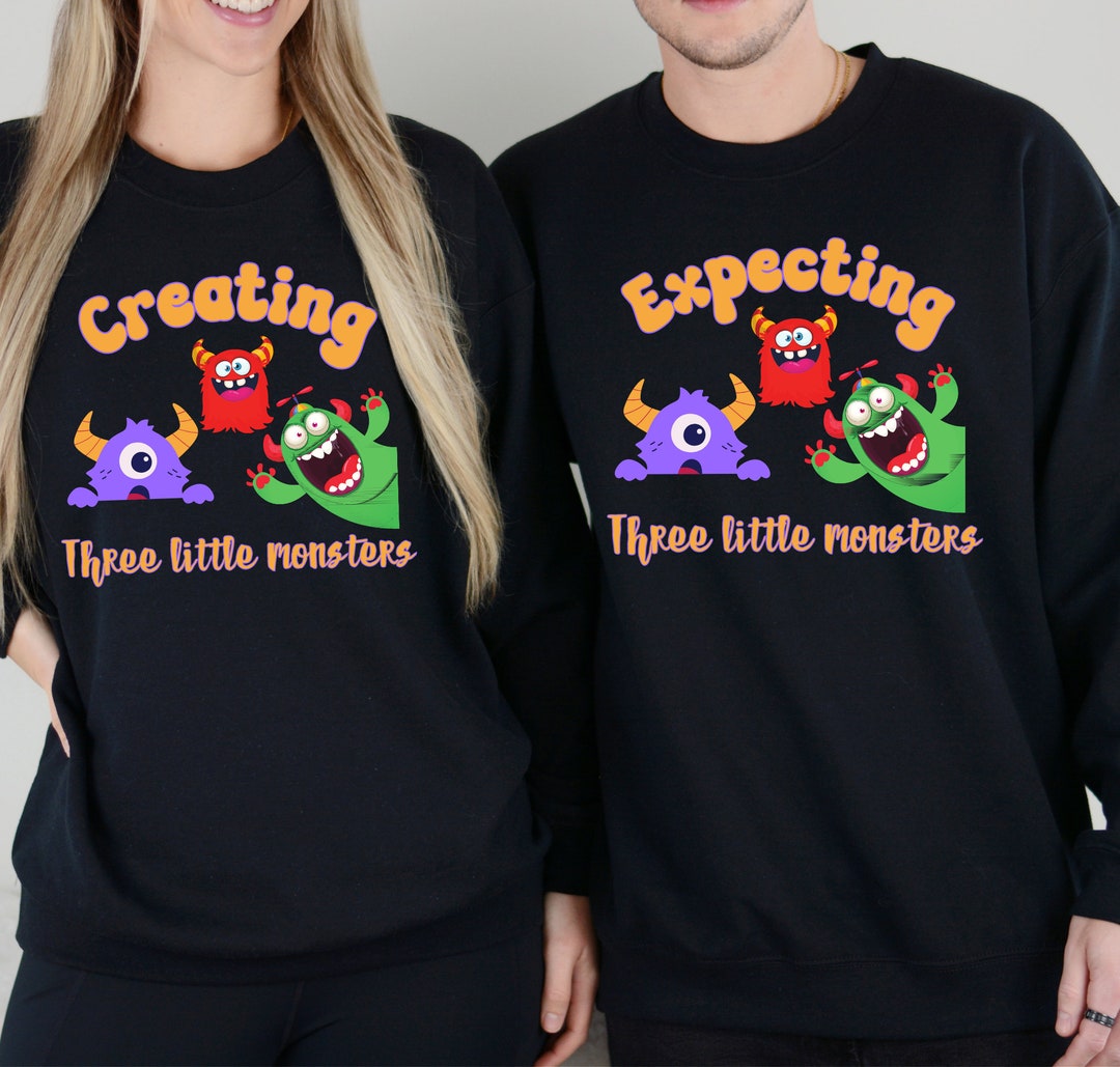 Halloween Triplets Pregnancy Announcement Shirt, Couples Matching ...