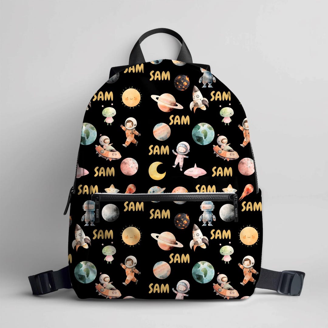 Personalized Custom Name Backpack, Rockets, Planets Space, Back to ...